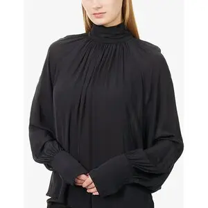 ANINE BING Anne High-neck Woven Top