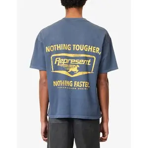 REPRESENT Nothing Faster Graphic-print Cotton T-shirt - Indigo
