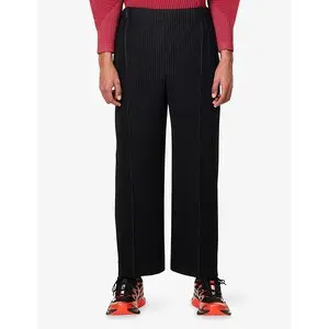 Issey Miyake Homme Plissé Month Straight-leg Pleated Knitted Trousers - Black
