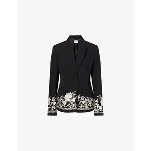 Erdem Floral-embroidered Tailored Wool Blazer