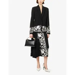 Erdem Floral-embroidered Tailored Wool Blazer