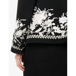 Erdem Floral-embroidered Tailored Wool Blazer