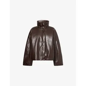 ANINE BING Cyrus Funnel-neck Leather-blend Jacket
