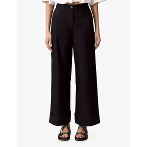 Claudie Pierlot Wide-leg High-rise Cotton Trousers