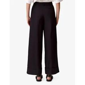 Claudie Pierlot Wide-leg High-rise Cotton Trousers