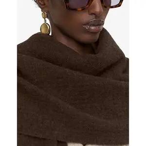 JOSEPH Flora Waffle Wool Scarf - Cocoa