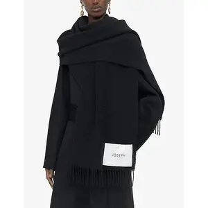 JOSEPH Flora Waffle Wool Scarf - Black