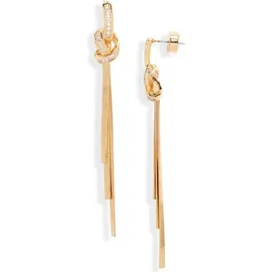 Nordstrom Cubic Zirconia Knot Tassel Drop Earrings - Clear- Gold