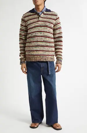 Sacai Mix Knit Polo Sweater