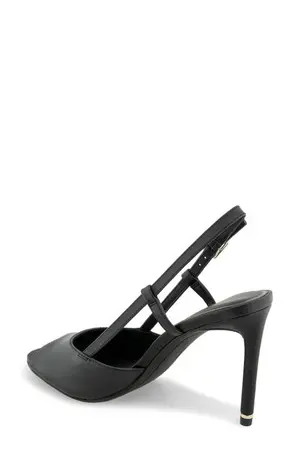 KENNETH COLE Londyn Slingback Peep Toe Sandal - Black Leather