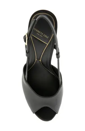 KENNETH COLE Londyn Slingback Peep Toe Sandal - Black Leather
