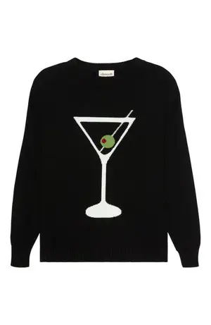 ELLSWORTH + IVEY Riley Crewneck Sweater Martini Glass - Black
