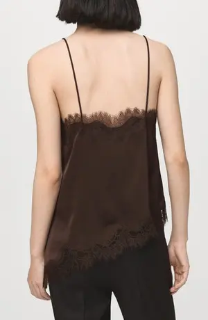 Mango Lace Trim Camisole - Brown