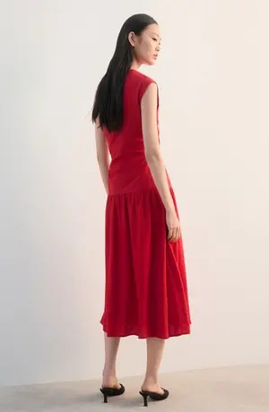 Mango One-shoulder Drop Waist Cocktail Dress - Red