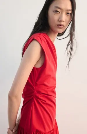 Mango One-shoulder Drop Waist Cocktail Dress - Red