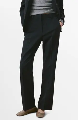 Mango Straight-leg Trousers - Dark Navy