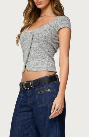 EDIKTED Asymmetric Crop Knit Top