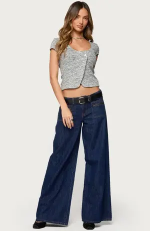 EDIKTED Asymmetric Crop Knit Top