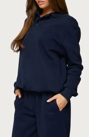 EDIKTED Jayce Oversized Polo Sweatshirt
