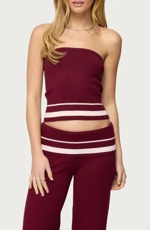 EDIKTED Kailya Stripe Knit Strapless Top