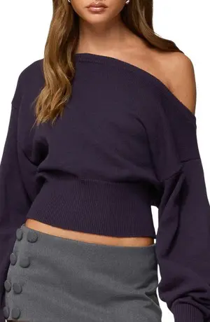 EDIKTED Ravenna One-shoulder Sweater - Purple