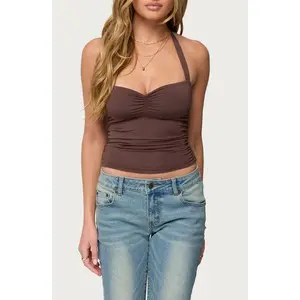 EDIKTED Ruched Halter Crop Top