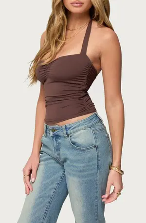 EDIKTED Ruched Halter Crop Top