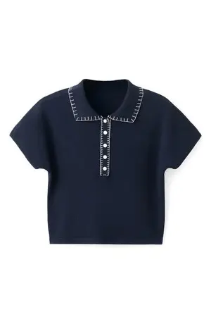 Mango Whipstitch Polo Sweater
