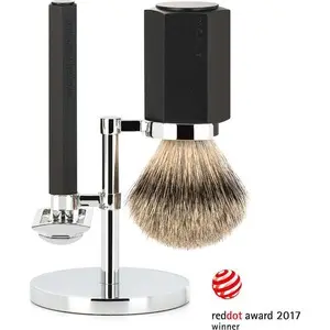 MUHLE Hexagon 3-piece Silvertip Badger Shaving Set - Graphite
