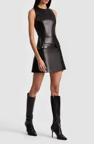Alice + Olivia Marcella Faux Leather Sleeveless Dress