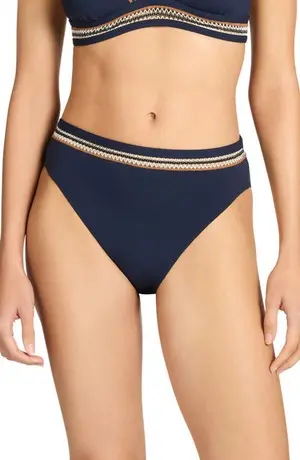 Robin Piccone Nova High Waist Bikini Bottom - Navy