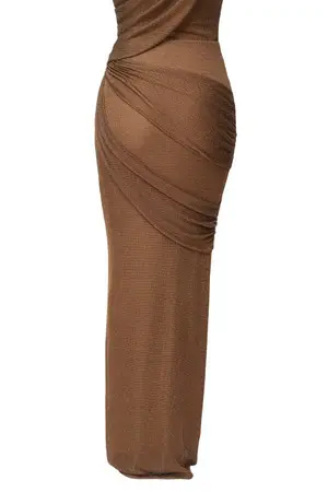 JLUXLABEL Opulent Metallic Maxi Skirt - Bronze