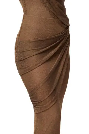 JLUXLABEL Opulent Metallic Maxi Skirt - Bronze