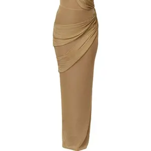 JLUXLABEL Opulent Metallic Maxi Skirt - Gold