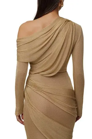 JLUXLABEL Opulent Metallic Off-the-shoulder Bodysuit - Gold