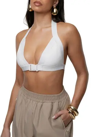 JLUXLABEL Belted Halter Top - Ivory