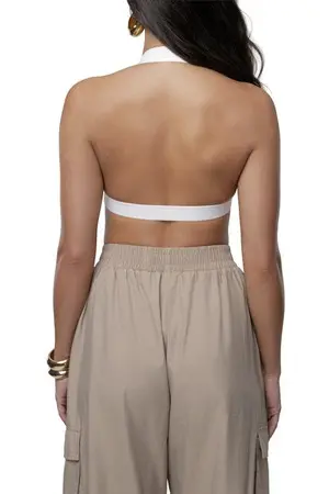 JLUXLABEL Belted Halter Top - Ivory