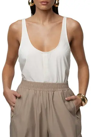 JLUXLABEL Active Scoop Neck Top - Ivory