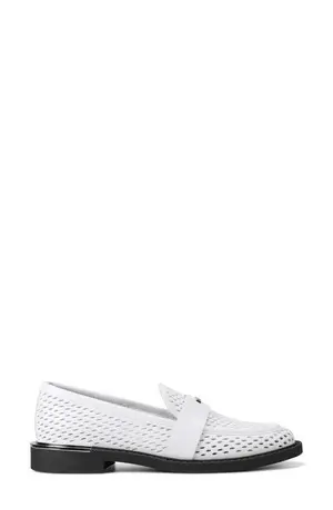 Dkny Perforated Loafer With Logo - White