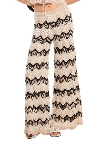 CAPITTANA Kari Open Stitch Wide Leg Pants - Neutral