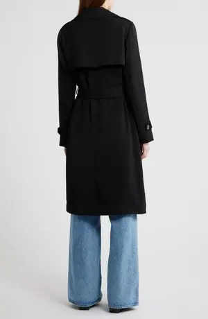 Michael Kors Drapey Tie Waist Trench Coat - Black