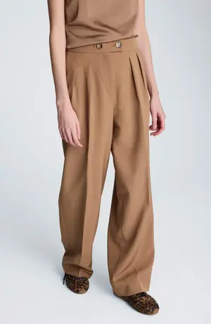 KENNETH COLE Pleated Mid-rise Wide-leg Pants