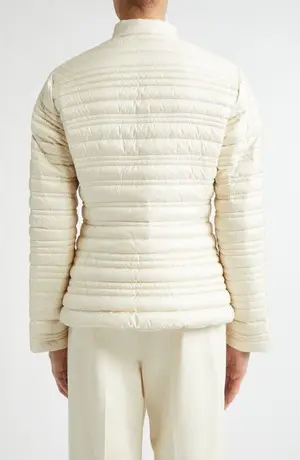 Moncler Cataire Stripe Quilted Down Puffer Jacket - Neutral