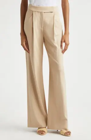 Veronica Beard High Waist Wide Leg Pants - Stone Khaki