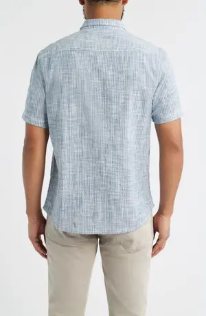 Johnnie-o Ennis Hangin' Out Stripe Short Sleeve Stretch Cotton Button-up Shirt