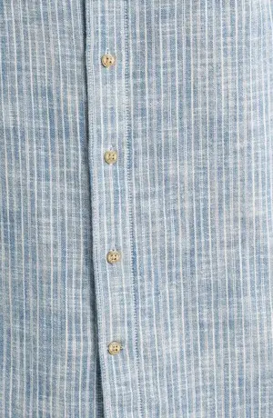 Johnnie-o Ennis Hangin' Out Stripe Short Sleeve Stretch Cotton Button-up Shirt