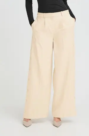 ICHI Wide-leg Pleated Pants
