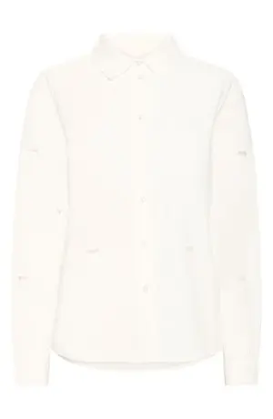 ICHI Ihlovely Heart Cutout Button-up Top