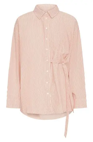 ICHI Striped Shirt With Waist-tie Detail