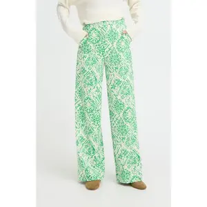 ICHI Printed Straight Leg Pants